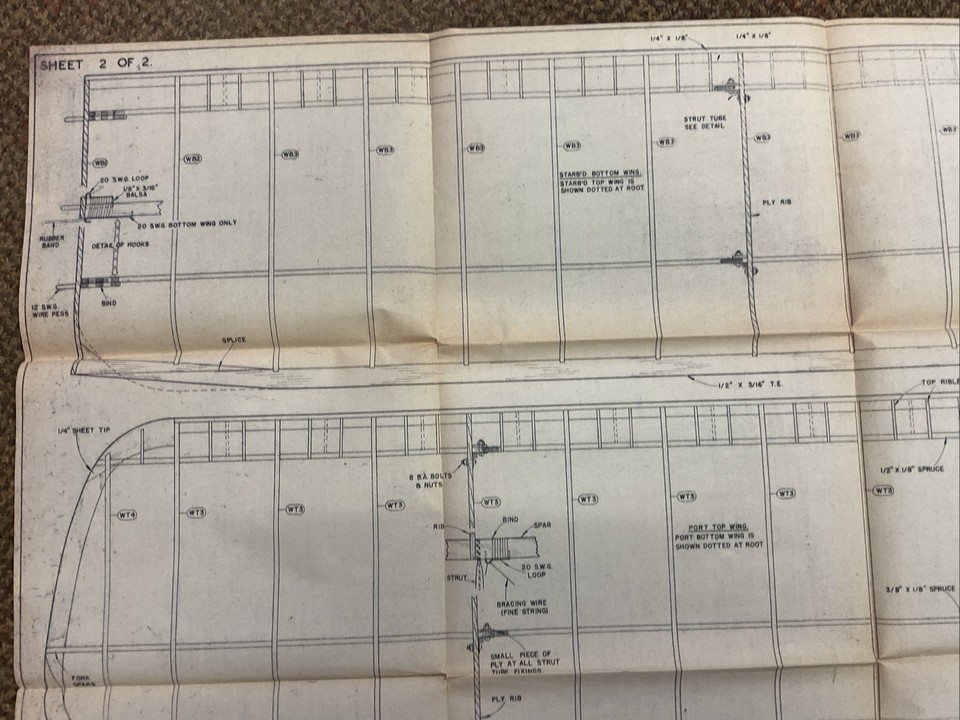 D.H GIPSY MOTH BY SID ALLEN R/C MODEL AIRPLANE PLANS FOR .30-.35 ENGINE ...