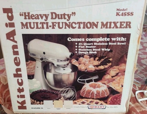 VTG KitchenAid Hobart Model K45SS Stand Mixer White & Attachments ...