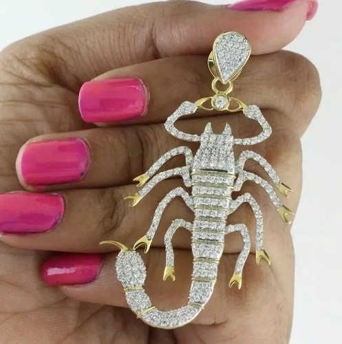 2Ct Lab-Created Diamond Zodiac Scorpion Sign Pendant Charm 14k Yellow ...