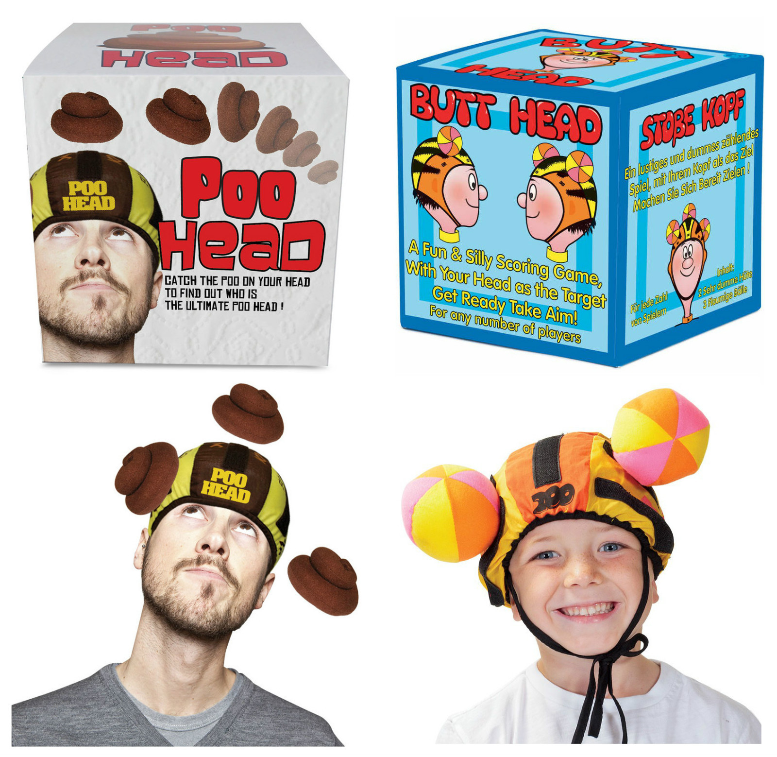 Butt Head Game Fun Novelty Family Fun - Poo Head Party Hat Sticky Ball ...