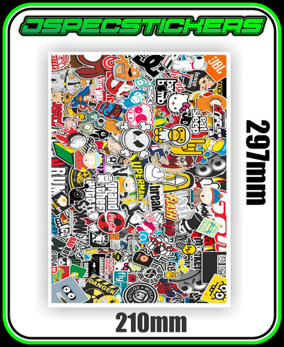 STICKERBOMB SHEET PRINTED VINYL DRIFT JDM WRAP STICKER BOMB RC DECAL A4 ...