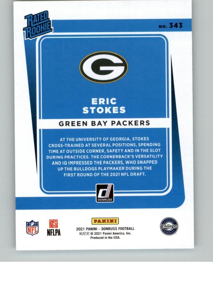 2021 Donruss Eric Stokes 343 RR,RC Green Bay Packers | eBay