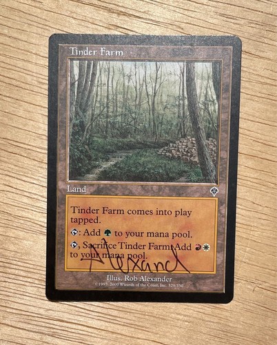 VTG 2000 MTG Magic The Gathering Invasion Tinder Farm Land Signed Rob ...