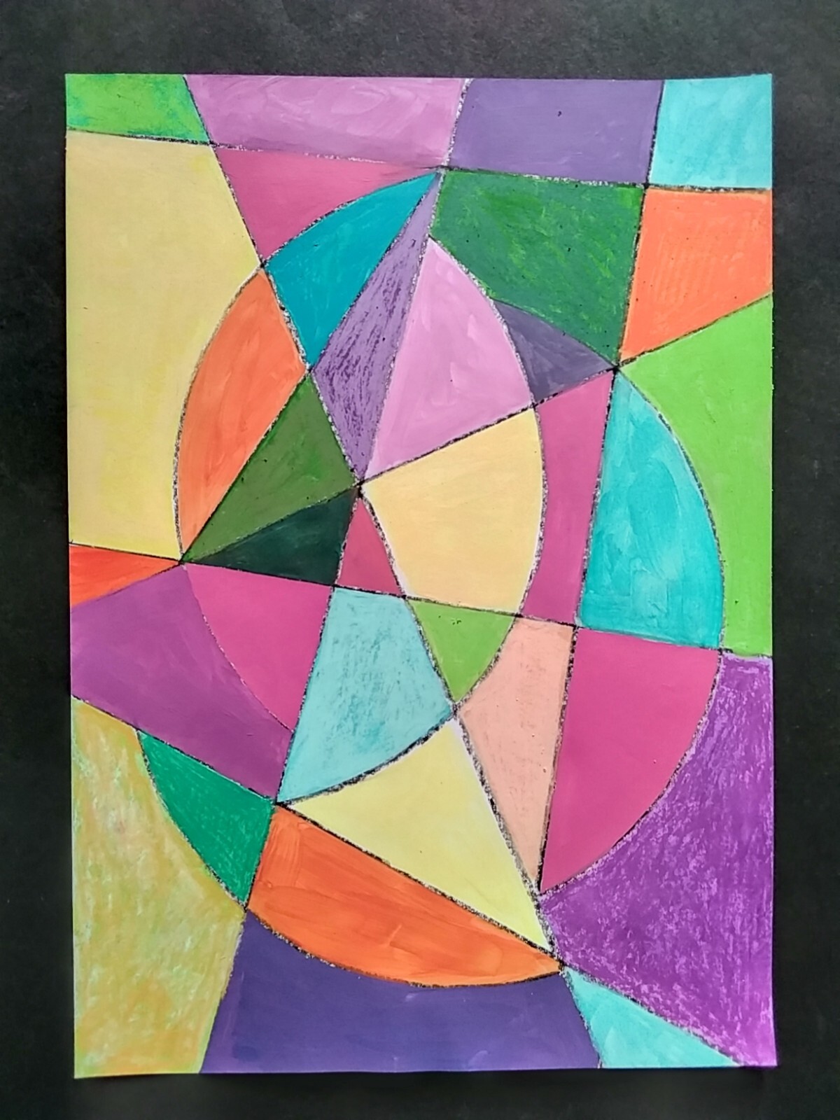 Geometric Art Sonia Delaunay Matisse Style Signed Pop Purple Abstract ...