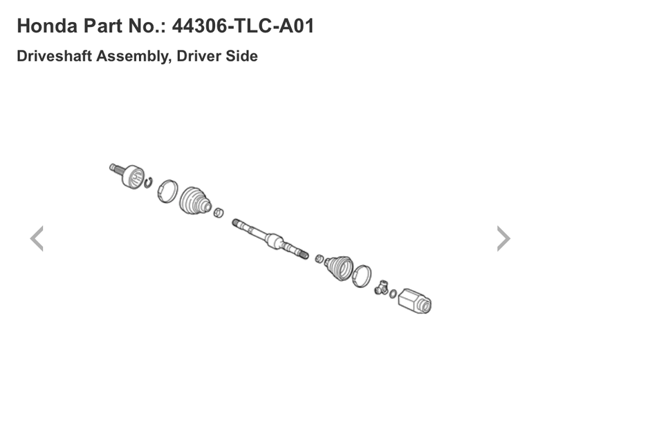BNIB OEM 17-19 Honda CRV TLC Complete driver side driveshaft axle 44306 ...