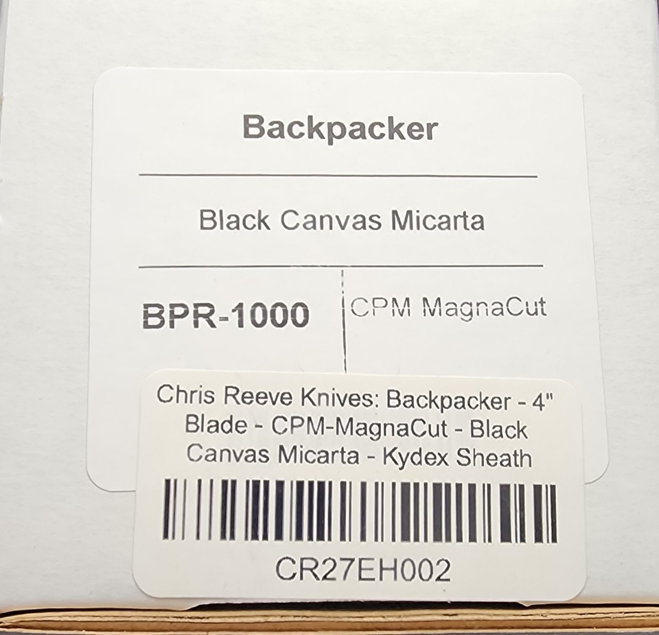 NEW! Chris Reeve CRK Backpacker MagnaCut, Black Micarta, Fixed Blade ...