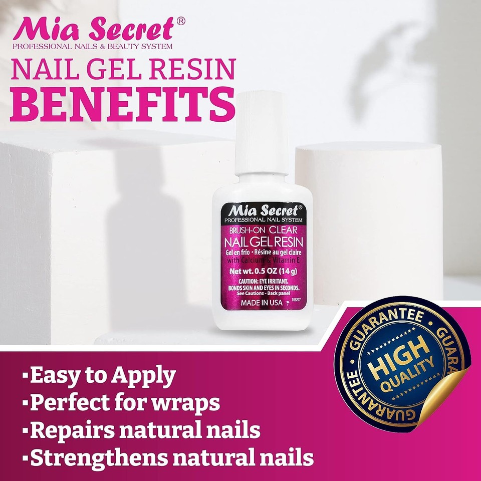 Mia Secret Set of 0.50 Oz Brush On Clear Resin and Strong Jet Glue ...