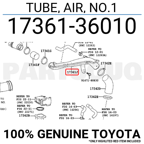 1736136010 Genuine Toyota TUBE, AIR, NO.1 17361-36010 | eBay