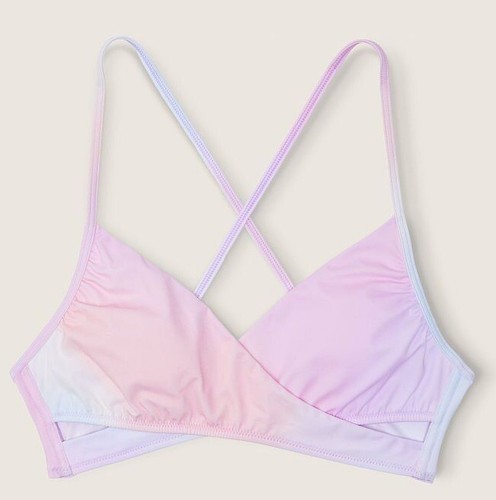 VICTORIA'S SECRET PINK SWIM Body Wrap Bikini Top in Pastel Tie Dye M L ...