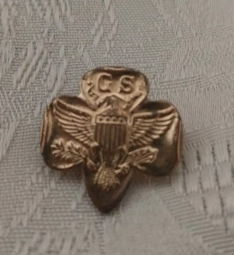 Vintage G.S. Gold Tone Eagle Pin Girl Scout Guide Membership Pin 1950s ...