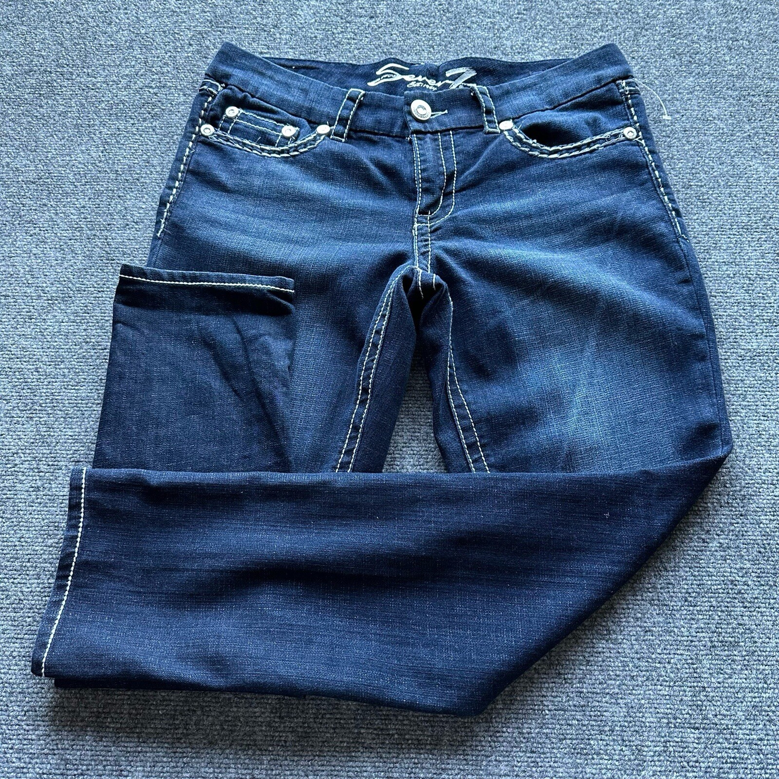 Seven 7 Jeans Womens 12 Blue Denim Cotton Blend Skinny Leg Mid Rise ...