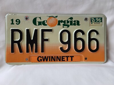 Vintage 1996 Georgia Gwinnett County License Plate 10222 | eBay