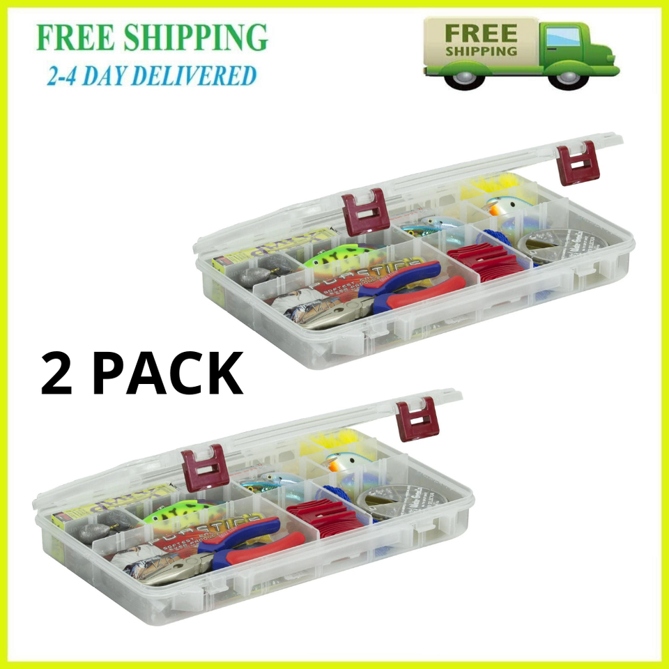 2 Pack Plano ProLatch Stowaway Large Clear Organizer Tackle Box, Large ...