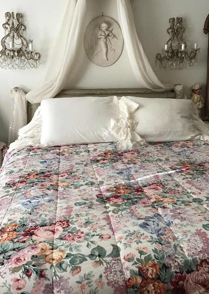 RALPH LAUREN Allison Floral Rose Full /Queen Comforter Blue Bow | eBay