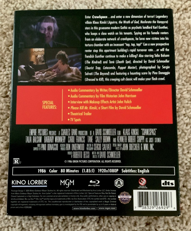 Crawlspace (1986) [Blu-ray with Slipcover] Klaus Kinski | eBay