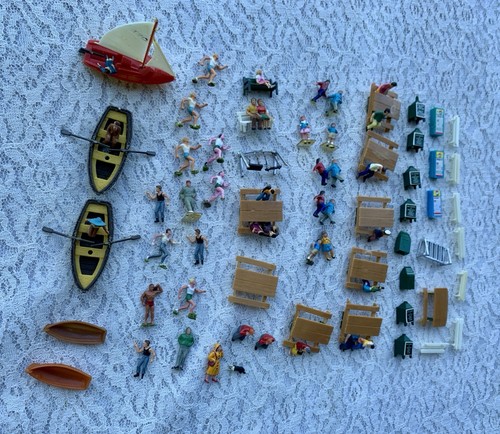 Large Lot HO Scale Park Figures: Boat, Exercising, Children, Picnic ...
