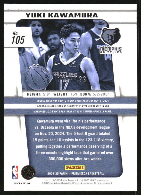 2024-25 Panini Prizm Deca Red Prizms #105 Yuki Kawamura RC /199 | eBay