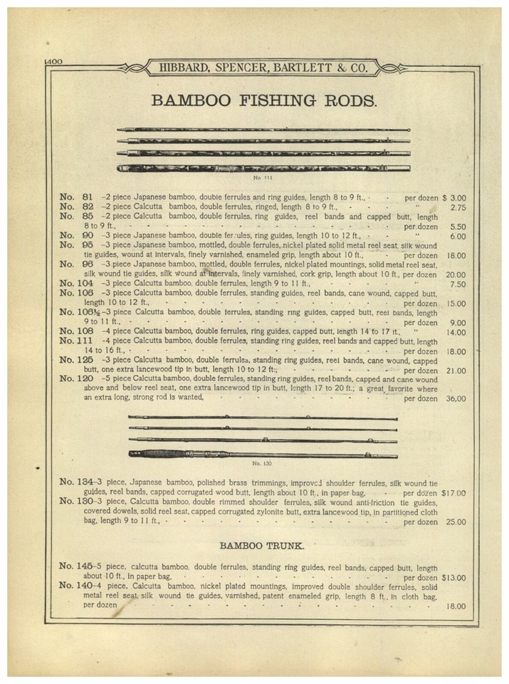 1899 PAPER AD Bamboo Fly Fishing Rod 5 PC Calcutta 3 PC Trunk | eBay
