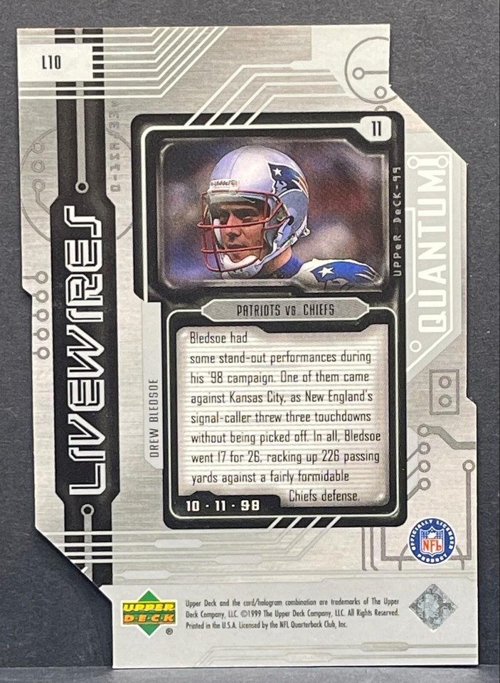 1999 Upper Deck Livewires Drew Bledsoe SILVER QUANTUM DIE CUT PARALLEL #/100 | eBay