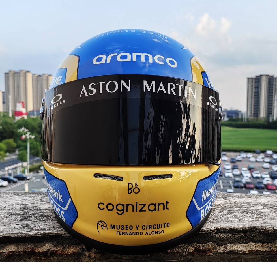 2024 FERNANDO ALONSO F1 FORMULA 1 HELMET HELM HAND-PAINT 1:1 WITH HANS ...