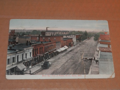 CAREY OHIO - 1907-1915 ERA POSTCARD - FINDLAY ST. BIRD'S EYE VIEW ...
