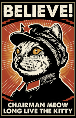 Chairman Meow Sticker Funny Cat Propaganda Retro Take Over The World (4 ...