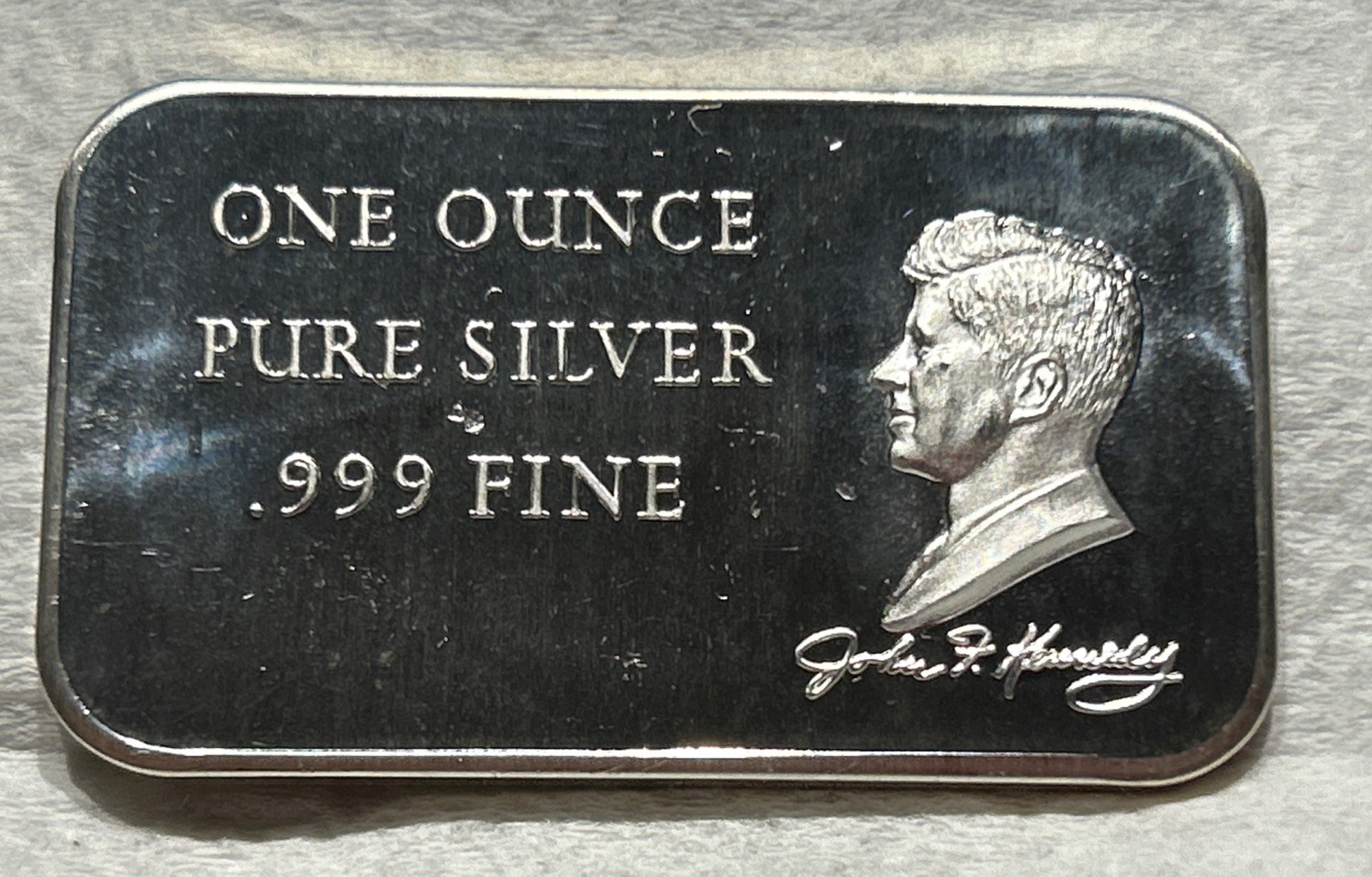 John F. Kennedy Vintage 1 Troy Oz. .999 Fine Silver Bar 1972 Madison ...