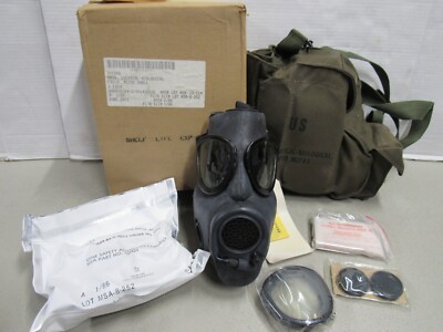 US M17 A2 Gas Mask MSA w/ Filter Canvas Bag Size Small 1986 Dated New ...