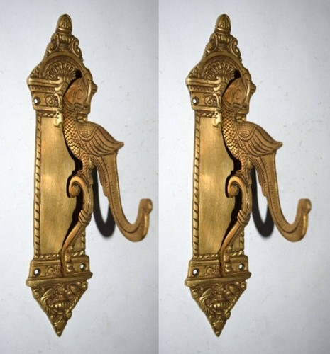 Brass Cockatoo Design Wall Hooks Royal Peacock Door Mount With Carved ...