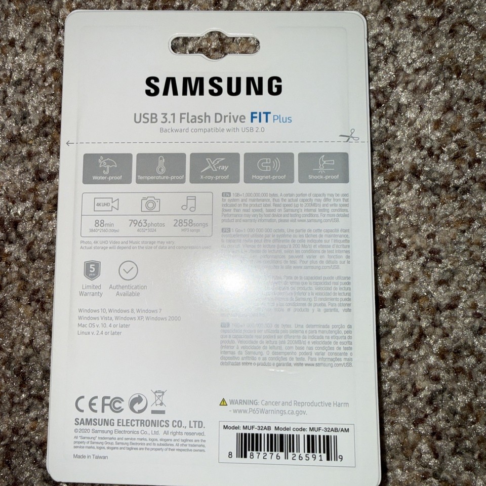 SAMSUNG 32GB FIT PLUS USB 3.1 FLASH DRIVE MUF-32AB/AM | eBay