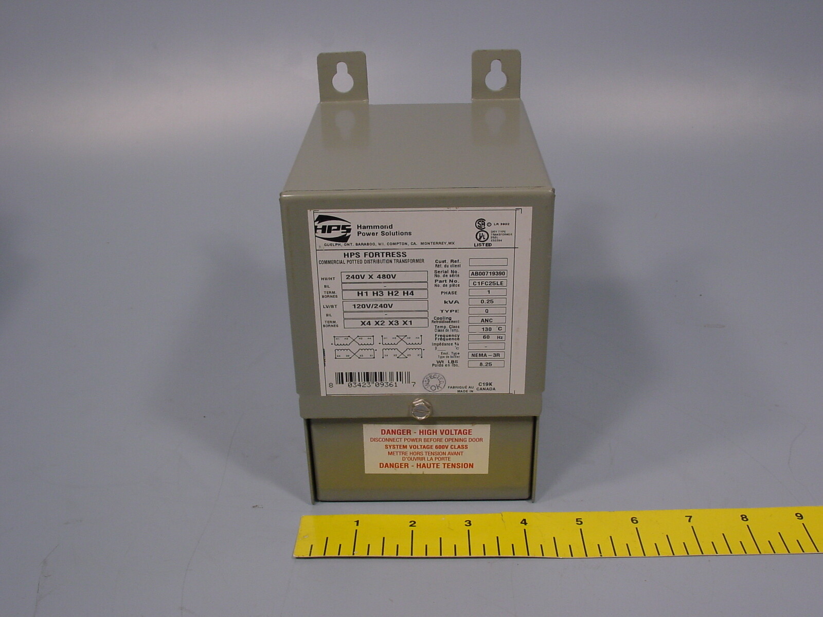 Hammond C1FC25LE HPS Fortress 1 PH Potted Transformer Pri 240/480, Sec ...