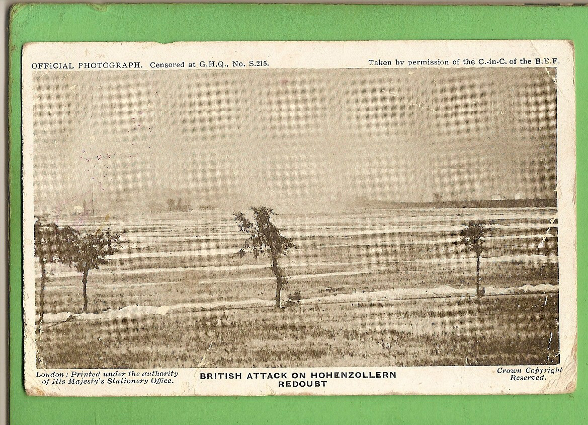 #N. 1916 WWI MILITARY POSTCARD - BRITISH ATTACH ON HOHENZOLLERN REDOUBT ...