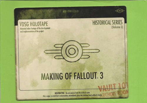 PS3 DVD Making Of Fallout 3 Collector Edition bonus disc VDSG Holotape ...