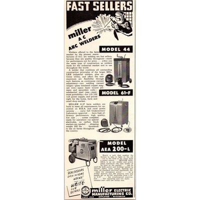 Miller Electric Manufacturing Co. AC Arc Welders Appleton WI 1953 Ad ...