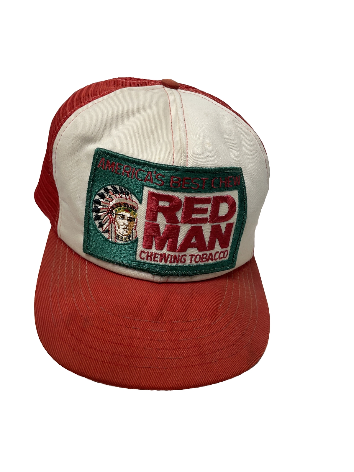 Vintage Red Man Large Patch Front Swingster Made in USA Snapback ...