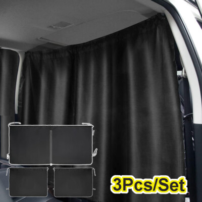 3Pcs Car Divider Curtains Sun Shade Window Cover Privacy UV Protection ...