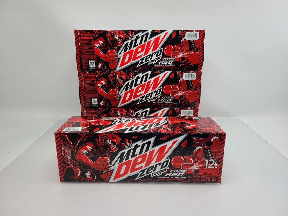 48 Cans Code Red Zero Sugar Mountain Dew - 4 Packs of 12 Cans ...