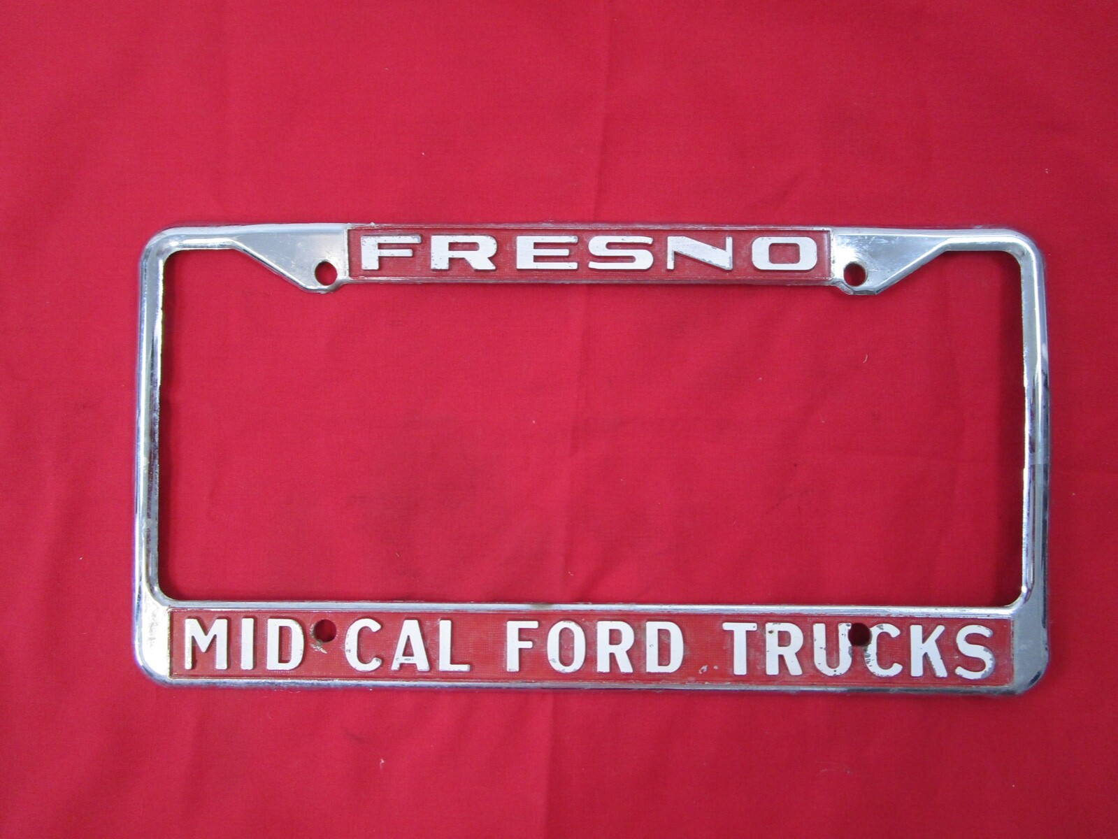 Vintage Fresno MID CAL FORD TRUCKS Metal License Plate Frame Fresno, | eBay