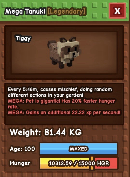 TITANIC MEGA TANUKI🔥ROBLOX GROW A GARDEN BIGGEST TANUKI !! :) | eBay