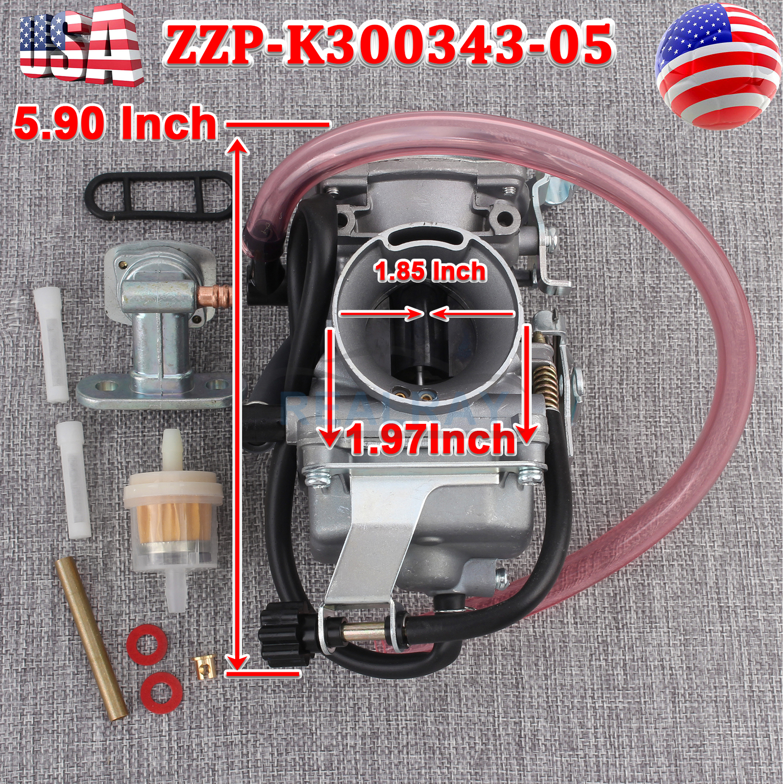 For Kawasaki Bayou 300 Carburetor KLF300B KLF300C 1988-2004 4 Stroke ...