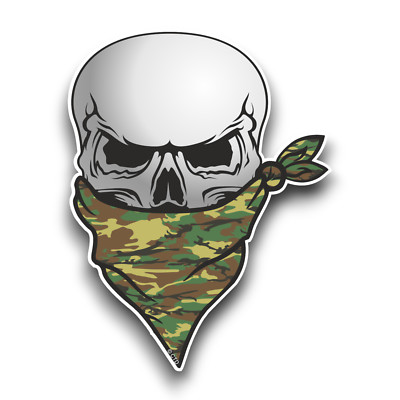 Bandit Skull With Green Army Camo Face Bandana Vinyl Sticker Decal ...