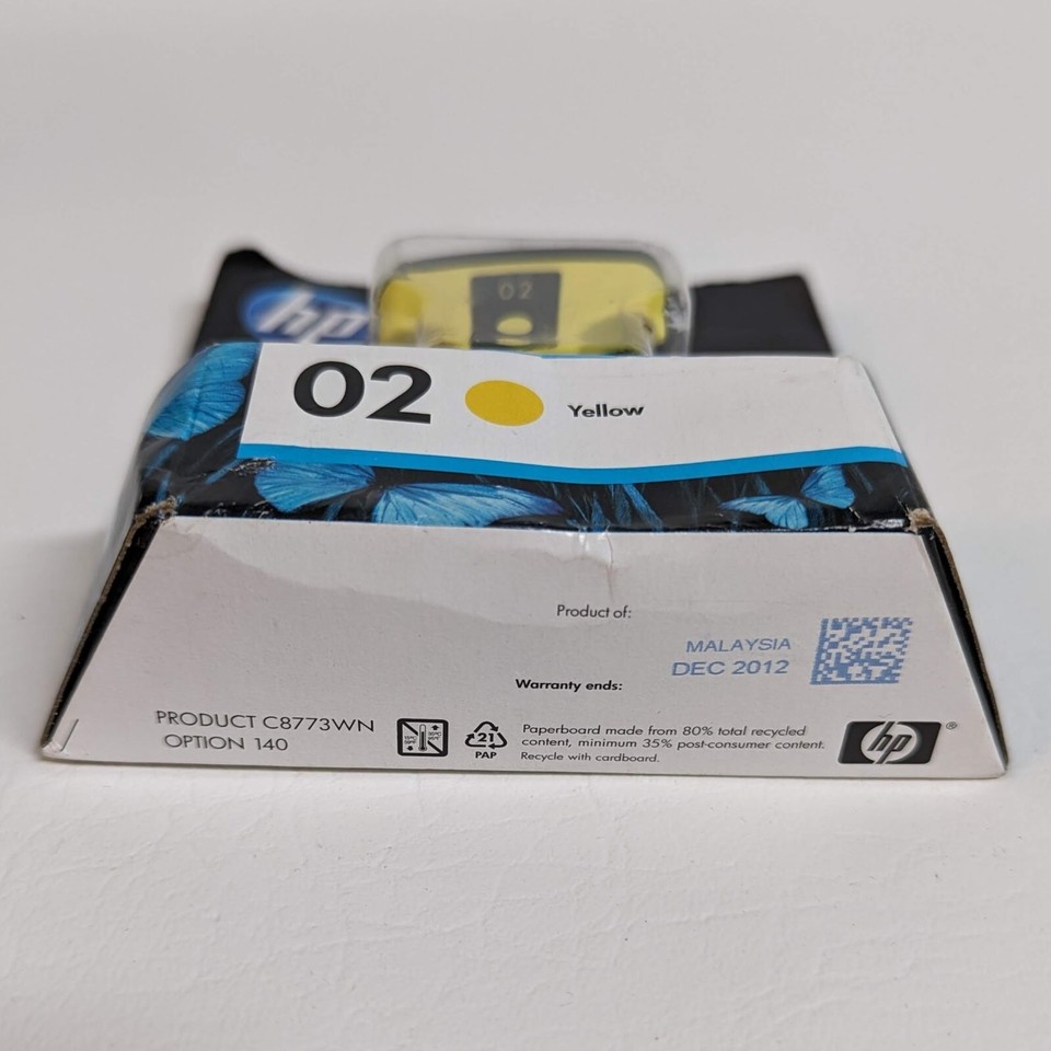 New Genuine HP 02 Yellow Printer Ink Cartridge C8773WN Expired 2012 | eBay