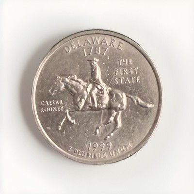 RARE 1787 1999 “D” Delaware *FIRST STATE QUARTER DOLLAR* Coin W/ Caesar ...