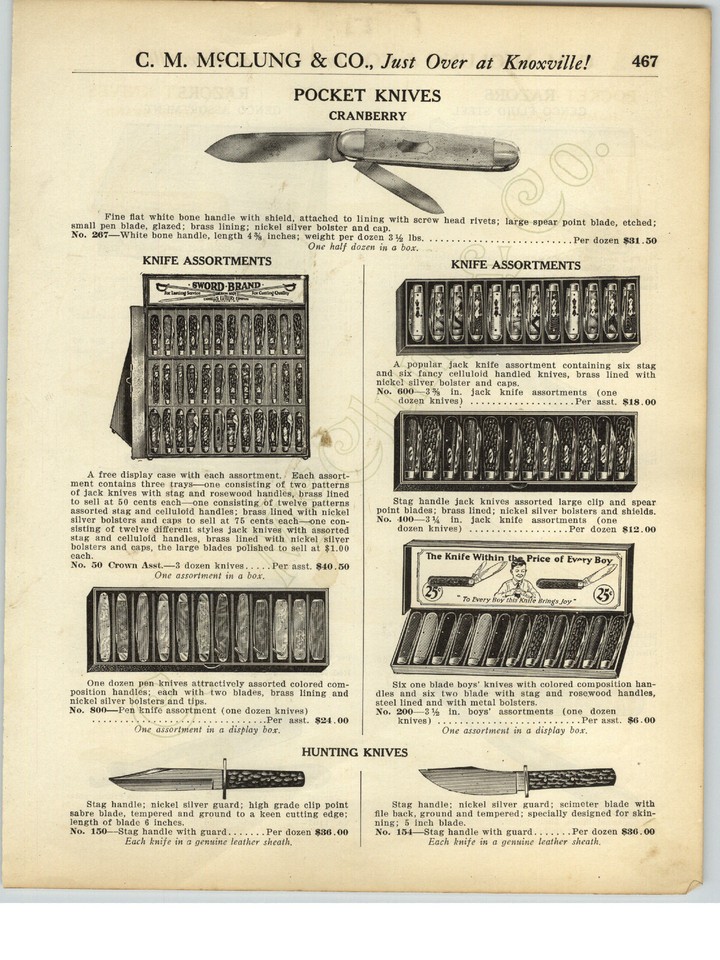 1925 PAPER AD Genco Straight Razor Store Display Showcase Case Boker ...