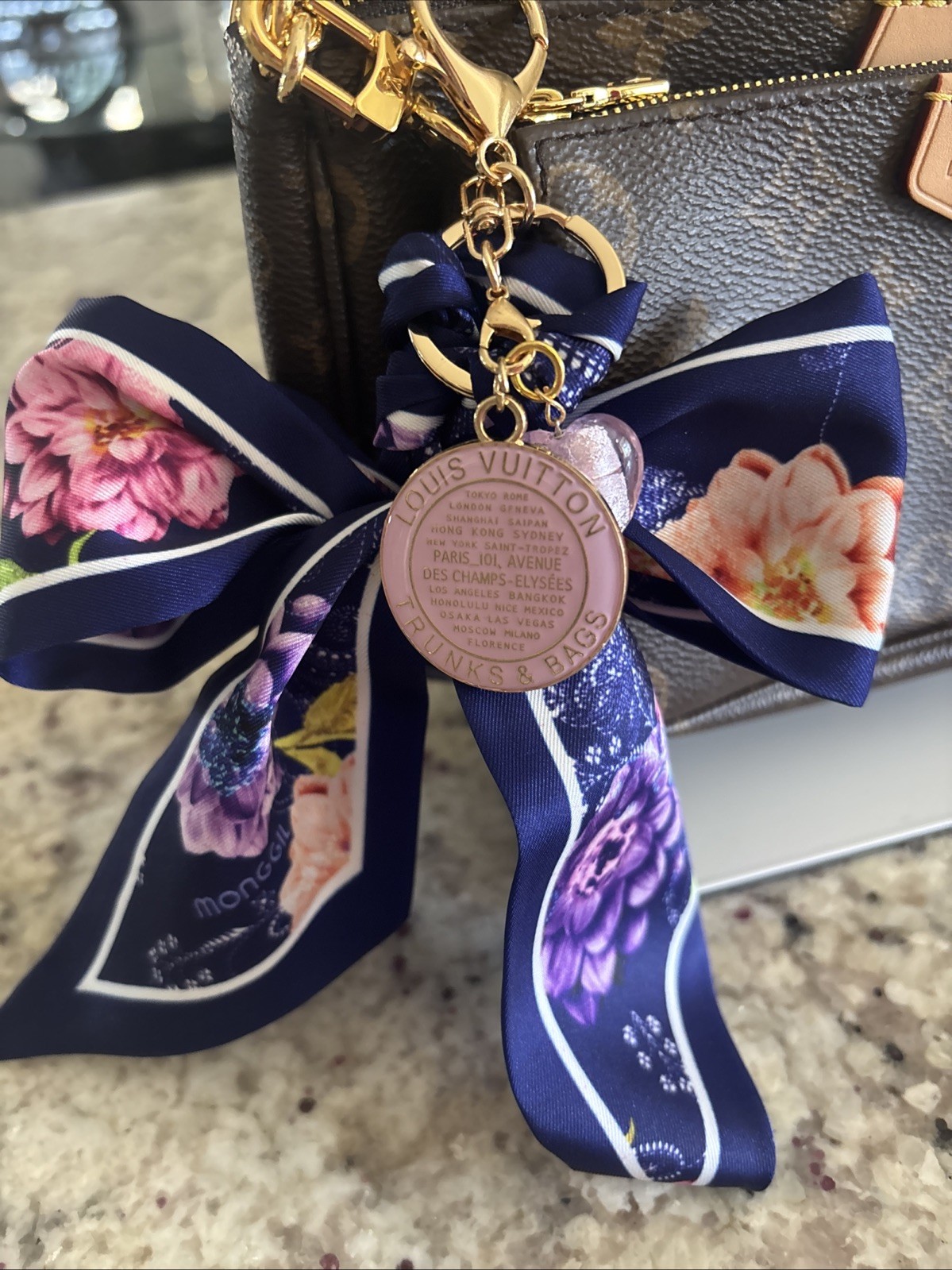 New Authentic Louis Vuitton LAVENDER Trunks & Bags Charm Keyring ...