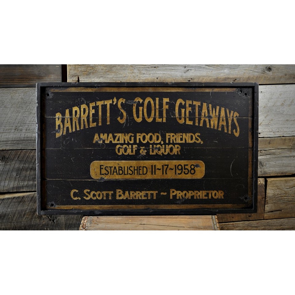 Custom Distressed Golfing Proprietor Sign - Rustic Hand Made Wooden | eBay