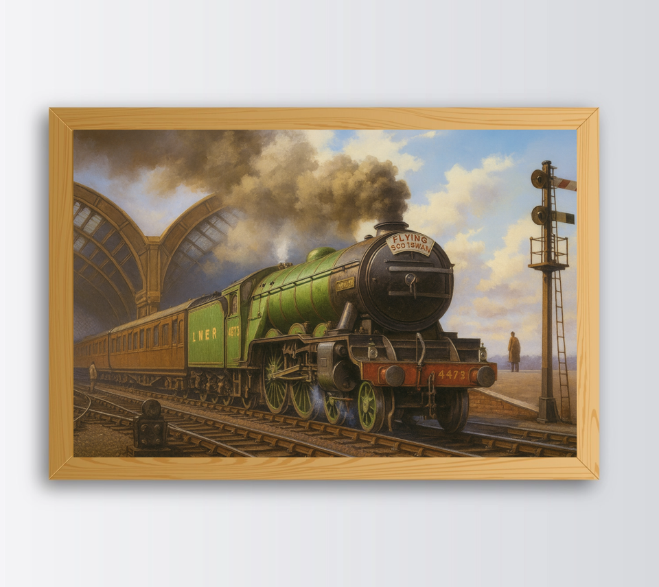 Flying Scotsman Steam Train Railway Poster Print Framed Canvas Wall Art ...