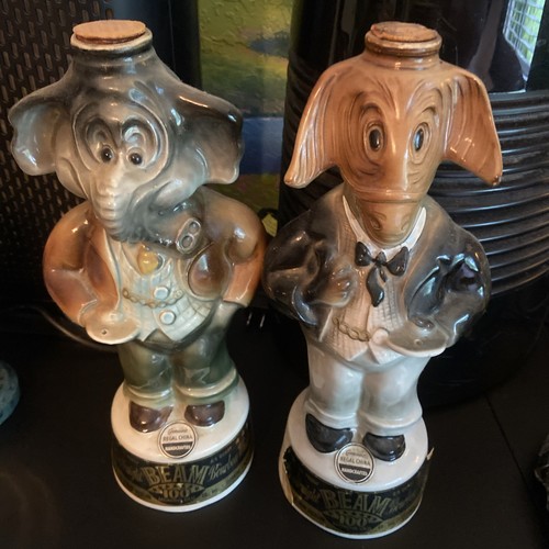 James Beam whiskey decanter Democrat Donkey & Republican Elephant 1960 ...