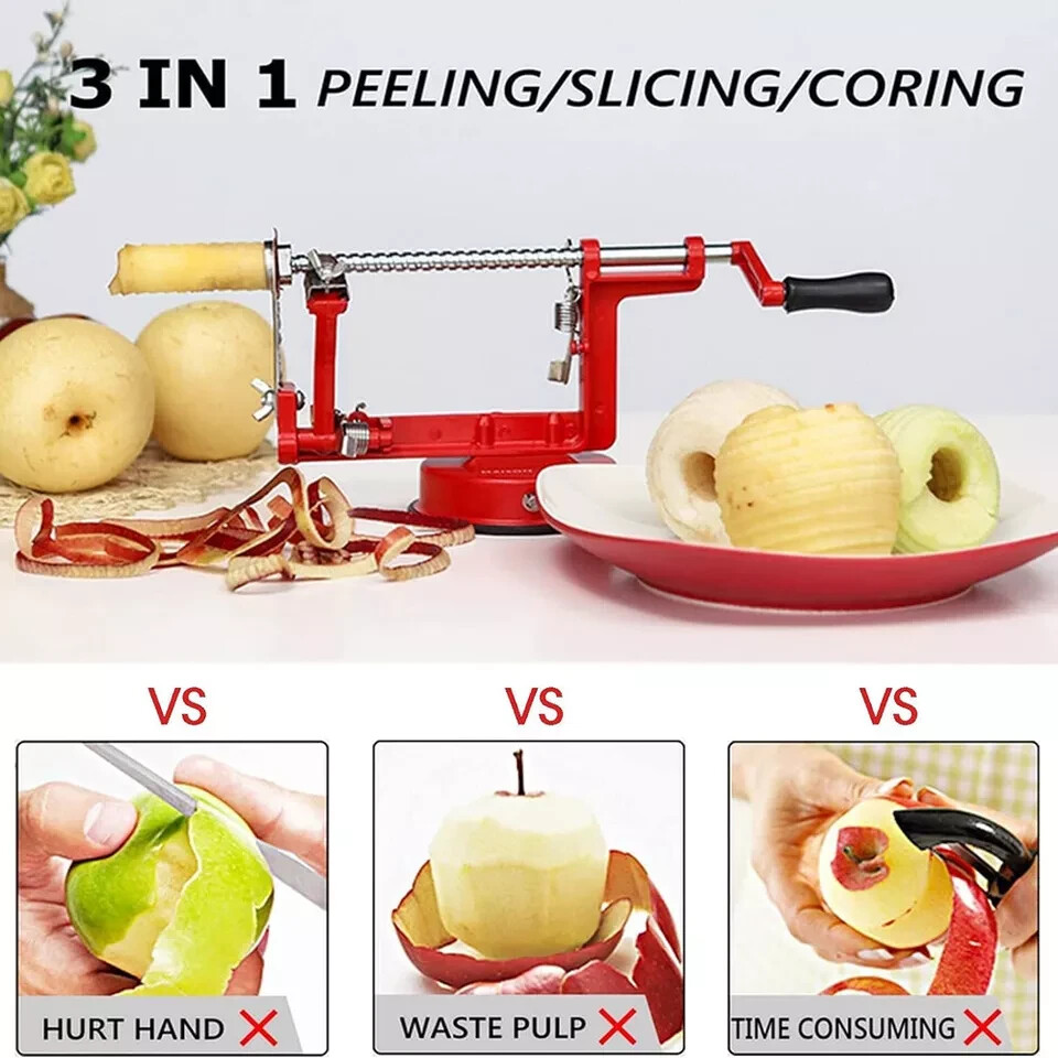 3 in-1 Kitchen Tool Apple Fruit Corer Slicer Peeler Slinky Machine ...