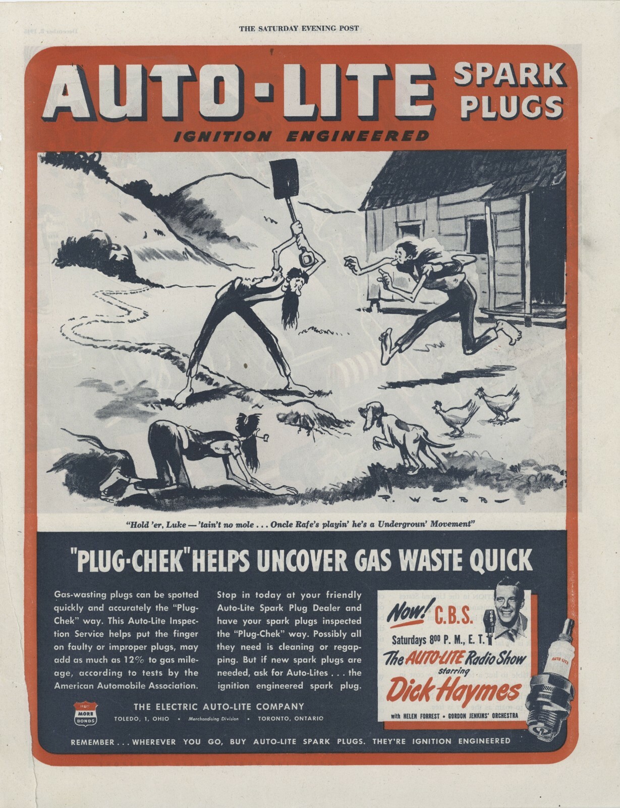 1945 Auto-Lite Spark Plugs Advertisement: Hillybilly Humor Featured ...